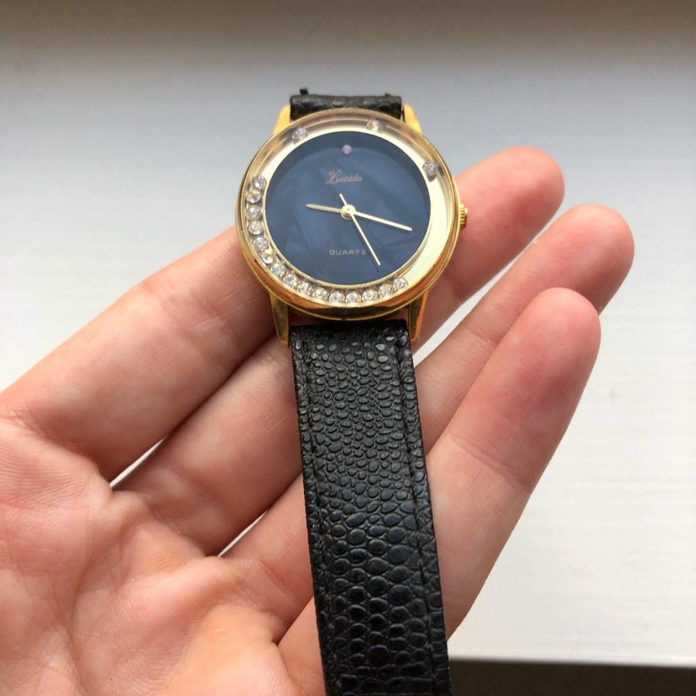 Rare Vintage Black & Gold Lucida Watch - Gem